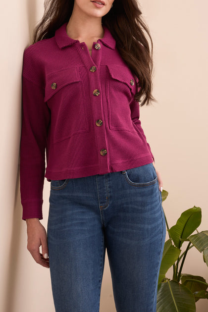 Waffle Knit Crop Cardigan – Watch Us Women Oakville