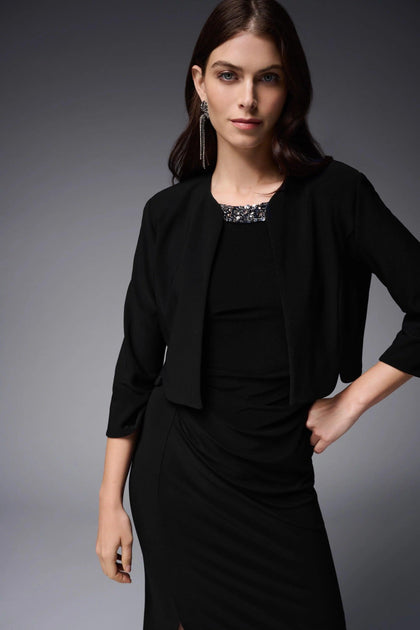 jr bolero black open front-Black Open Front Bolero-Watch Us Women Oakville